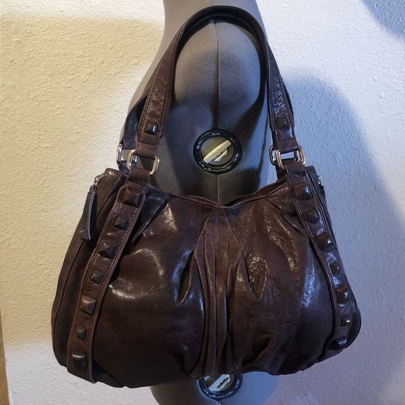 Junior Drake | Bags | Junior Drake Brown Leather Shoulder Bag With ...